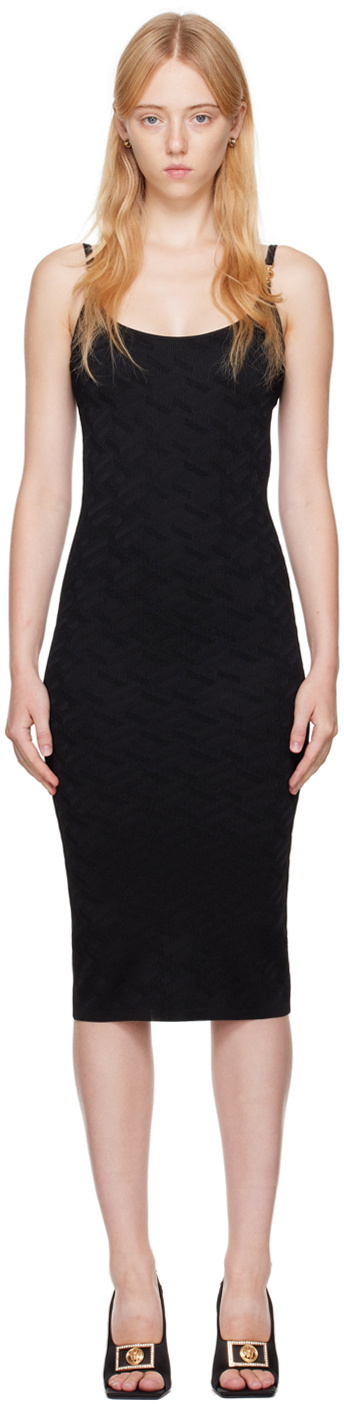 Versace Black 'La Greca' Midi Dress Versace