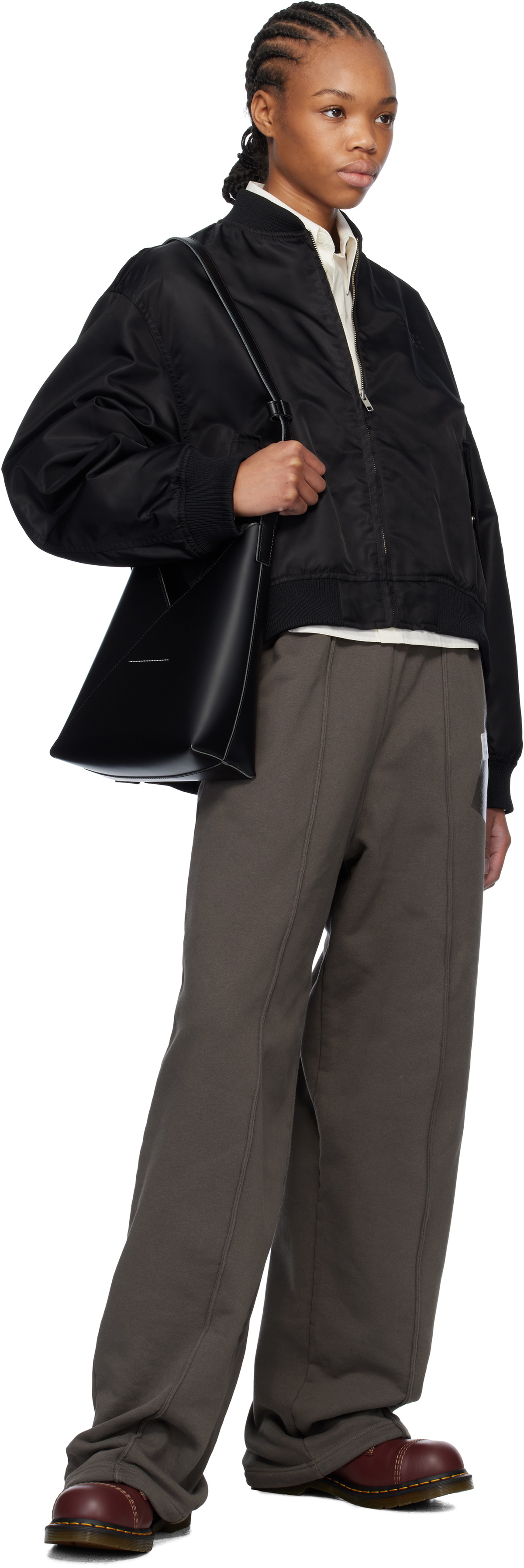 MM6 Maison Margiela Black Spliced Bomber Jacket MM6 Maison Margiela