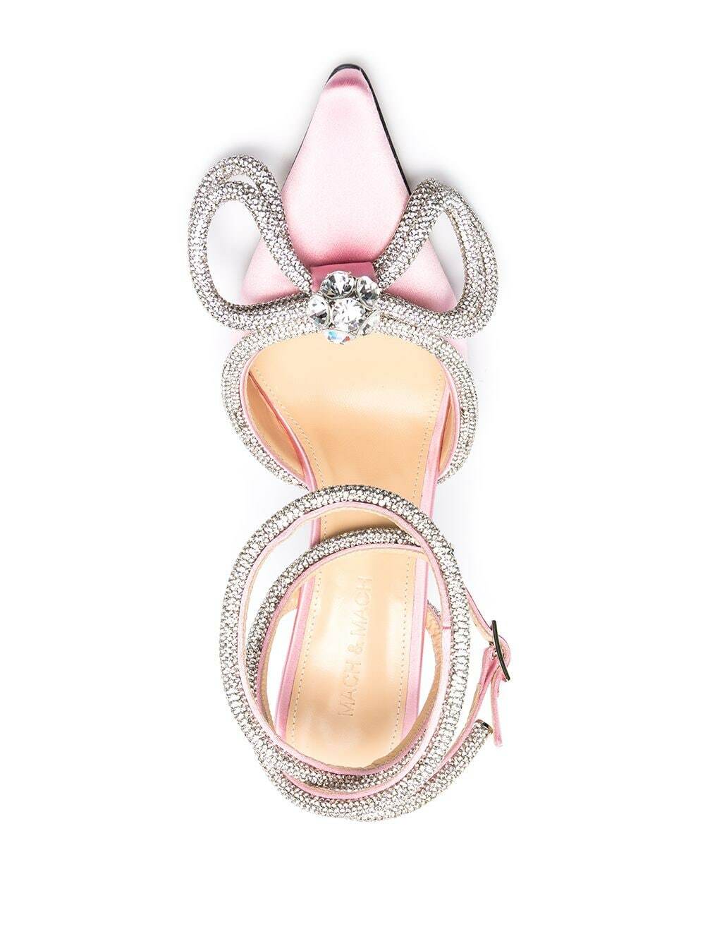 MACH & MACH - Double Bow Crystal-embellished Satin Slingback Pumps MACH & MACH