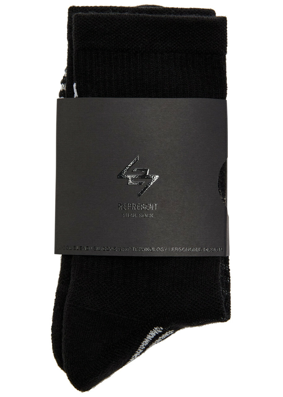 Represent 247 Trail Logo-intarsia Knit Socks - Black - One Size Represent
