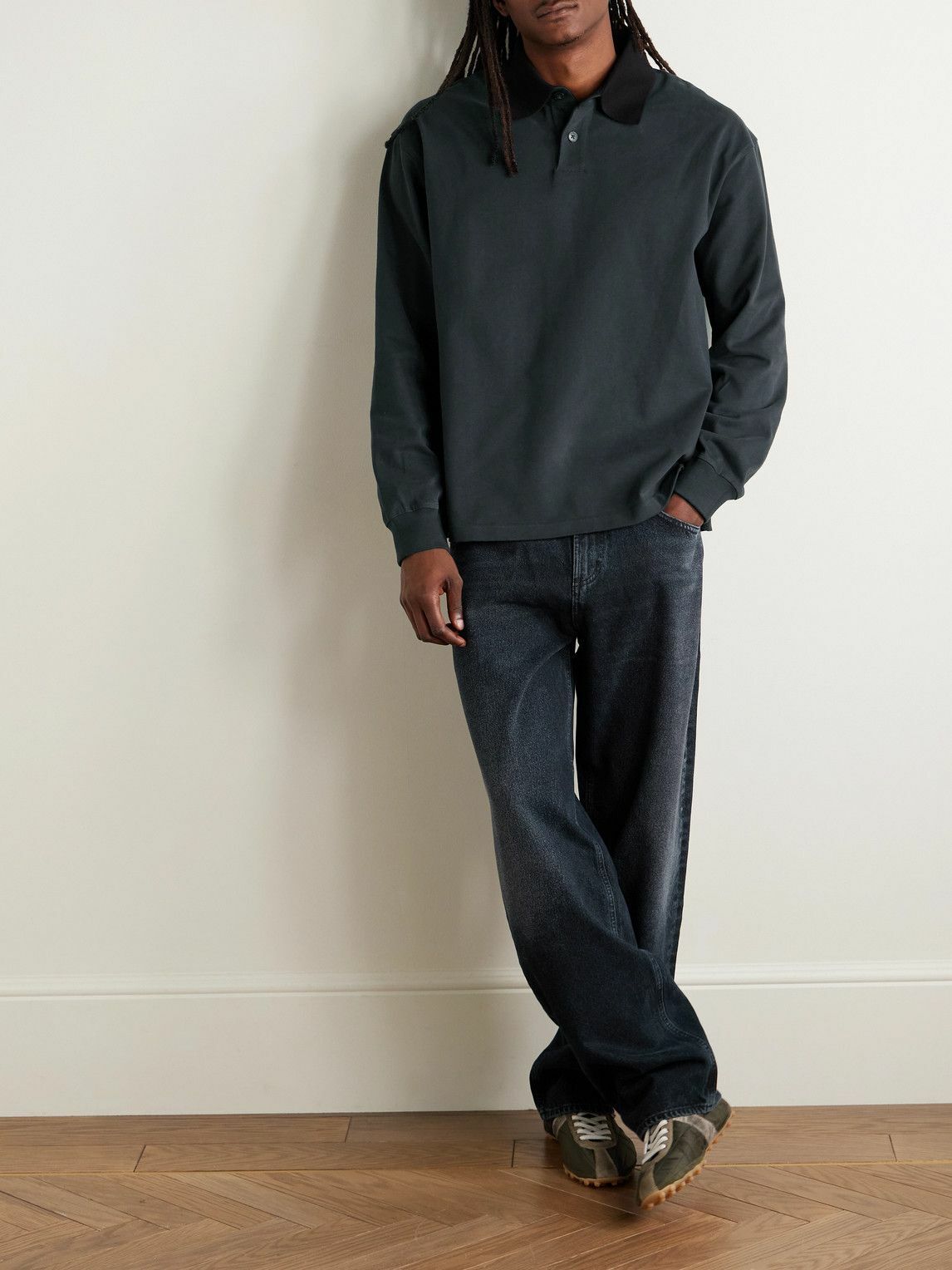 AGOLDE - Marius Cotton-Jersey Polo Shirt - Gray AGOLDE