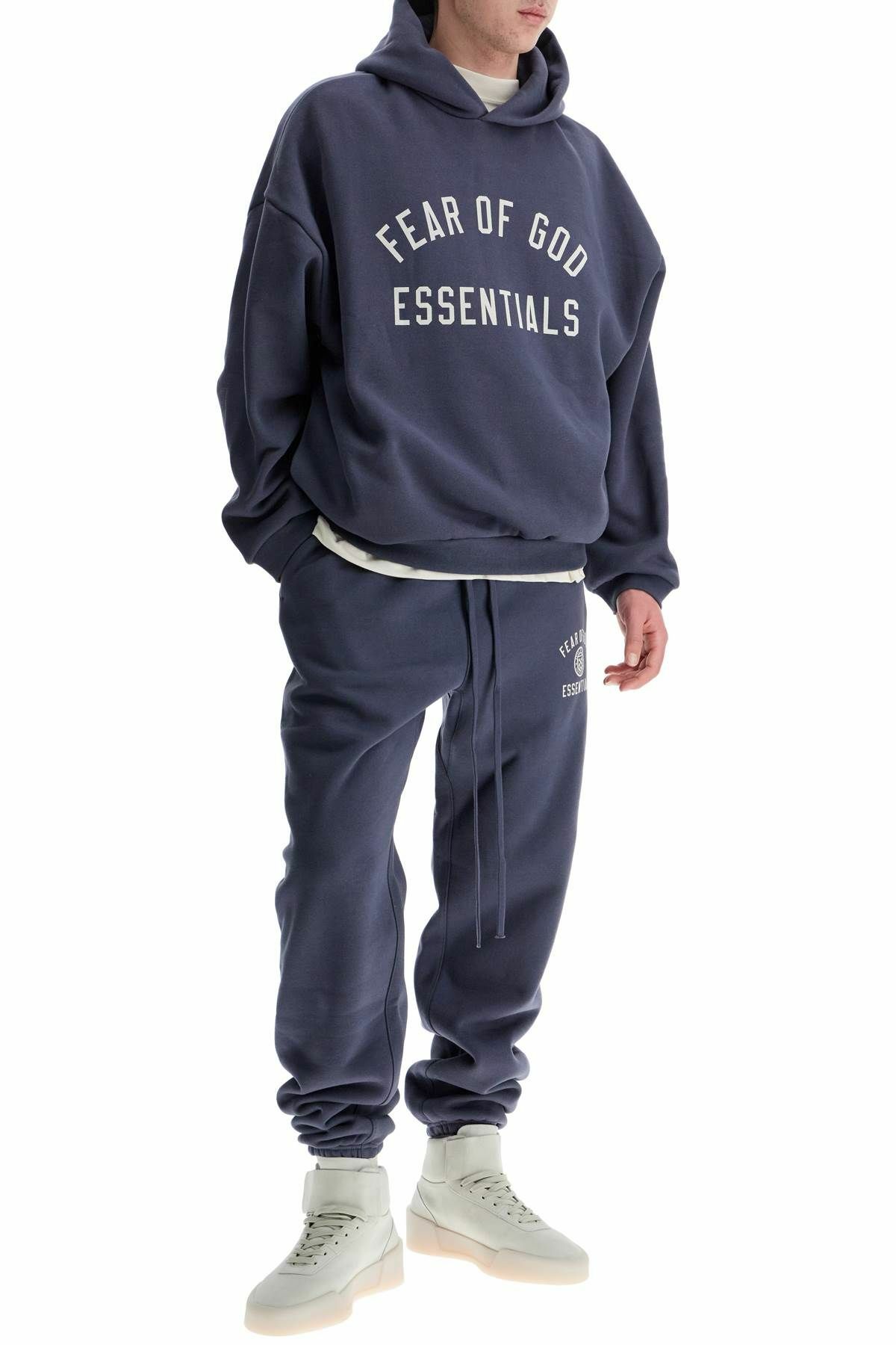 FEAR OF GOD ESSENTIALS high-waisted navy blue cotton sweatpants Blue ...