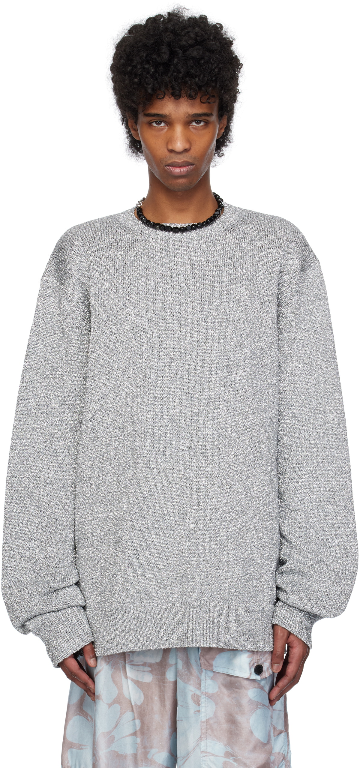 Dries Van Noten Silver Metallic Thread Sweater Dries Van Noten
