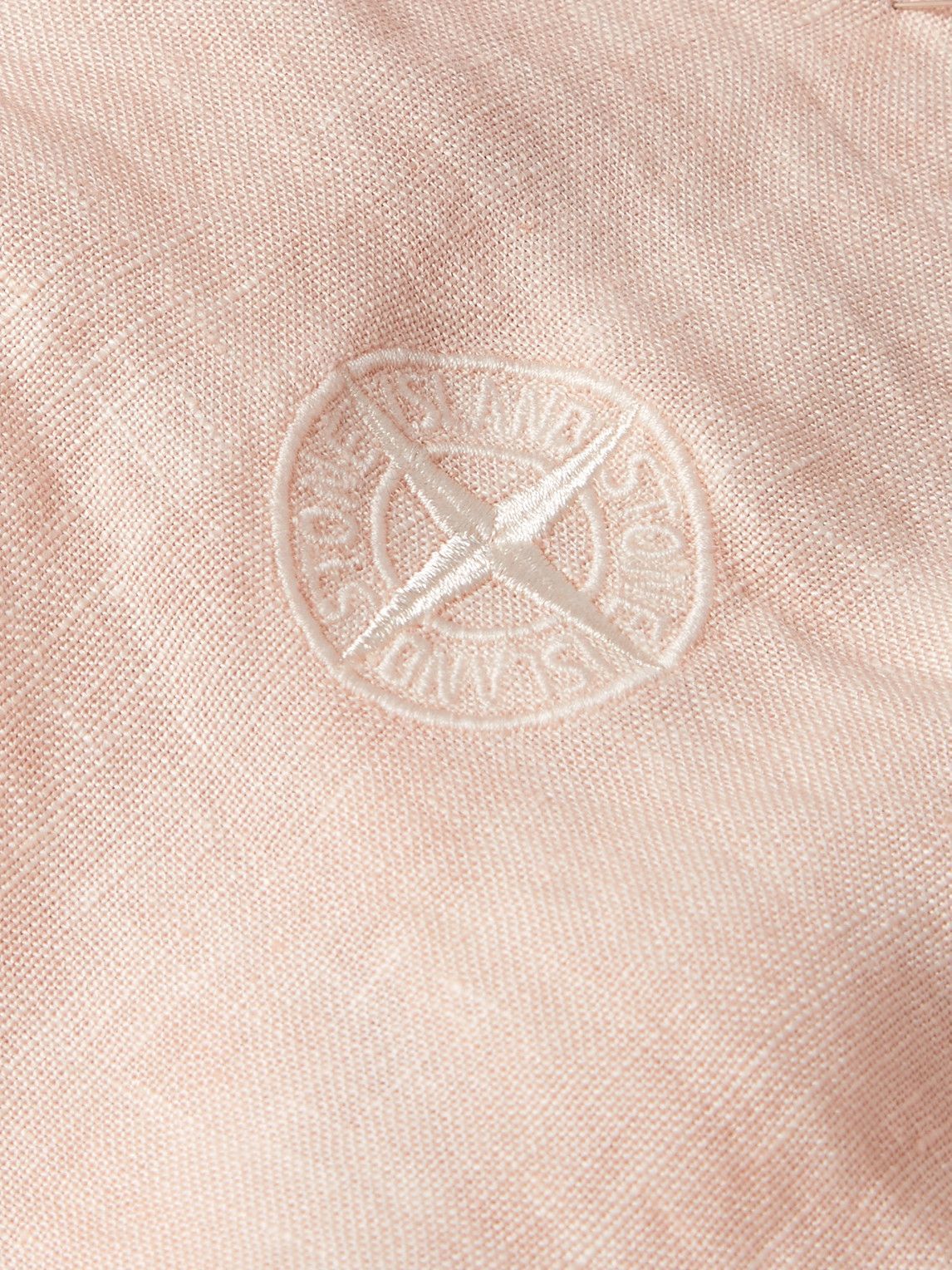Stone Island - Logo-Embroidered Linen Shirt - Pink Stone Island