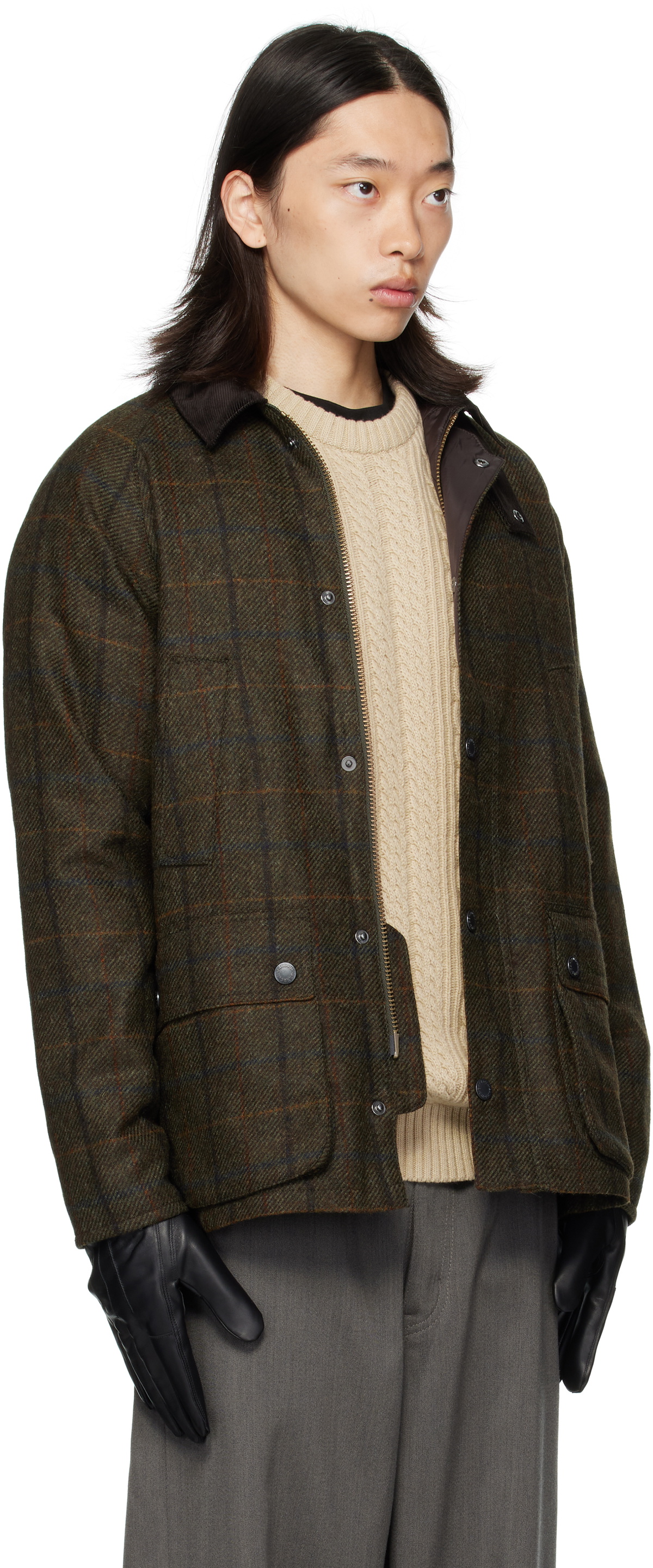 Barbour Khaki Bedale Check Wool Jacket Barbour