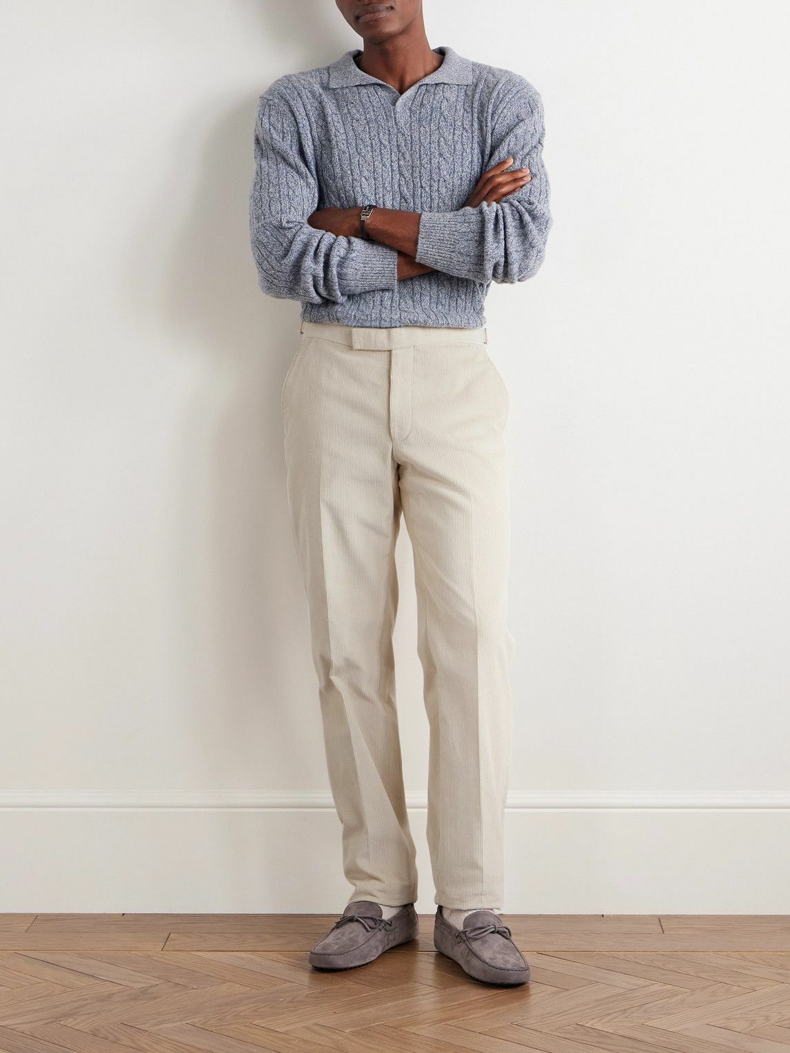 Richard James - Chapman Slim-Fit Straight-Leg Cotton-Corduroy Suit Trousers - Neutrals Richard James