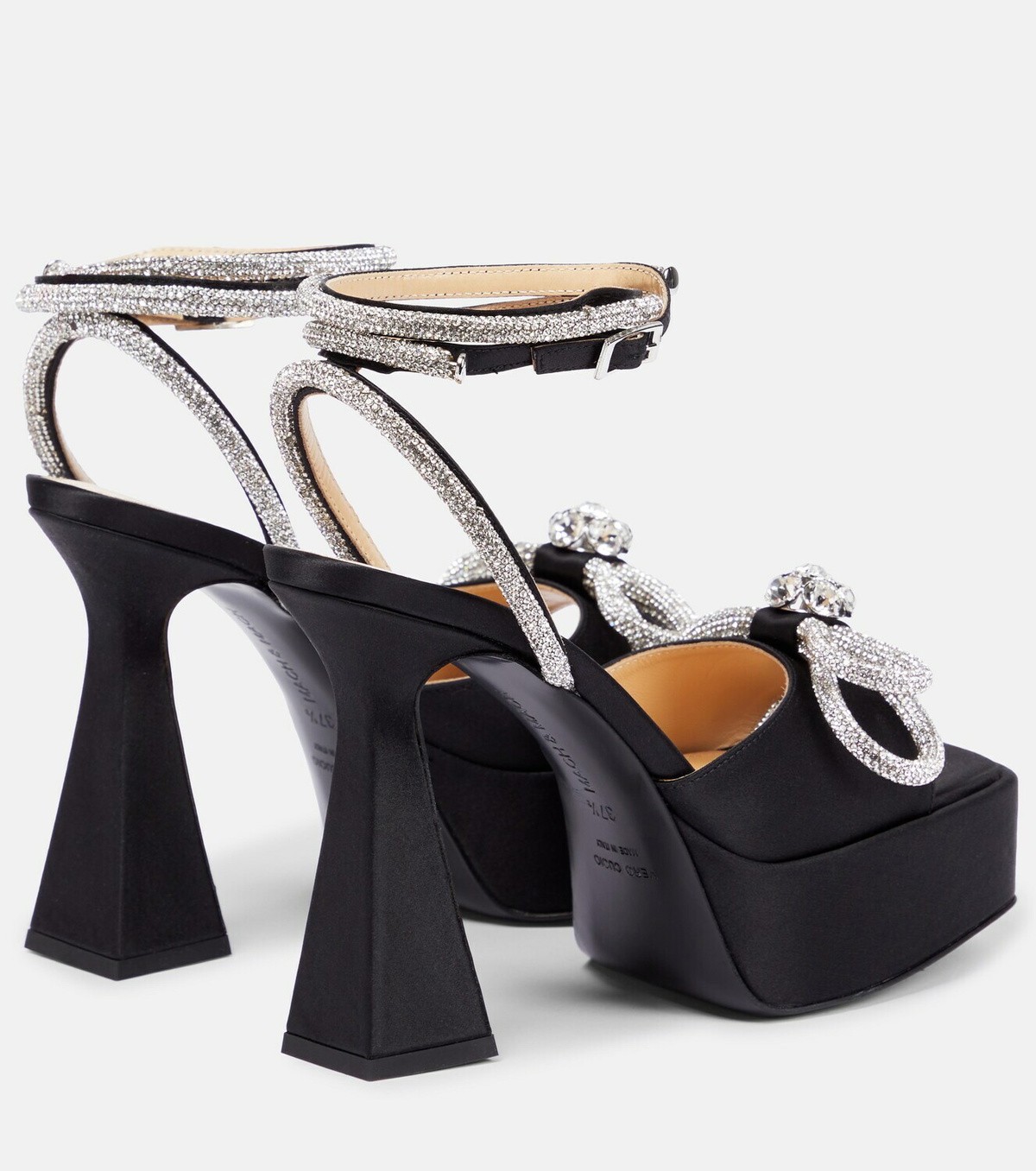 Mach & Mach - Double Bow embellished satin platform sandals MACH & MACH