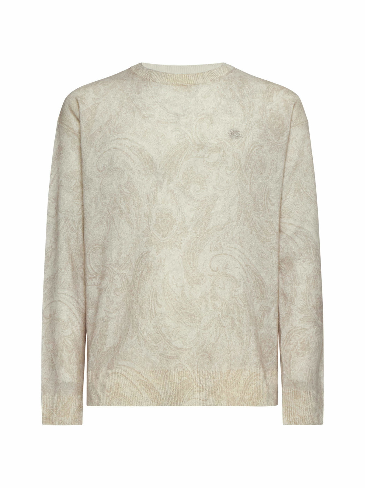 Etro Beige Pullover With Inlaid Paisley Motif Etro