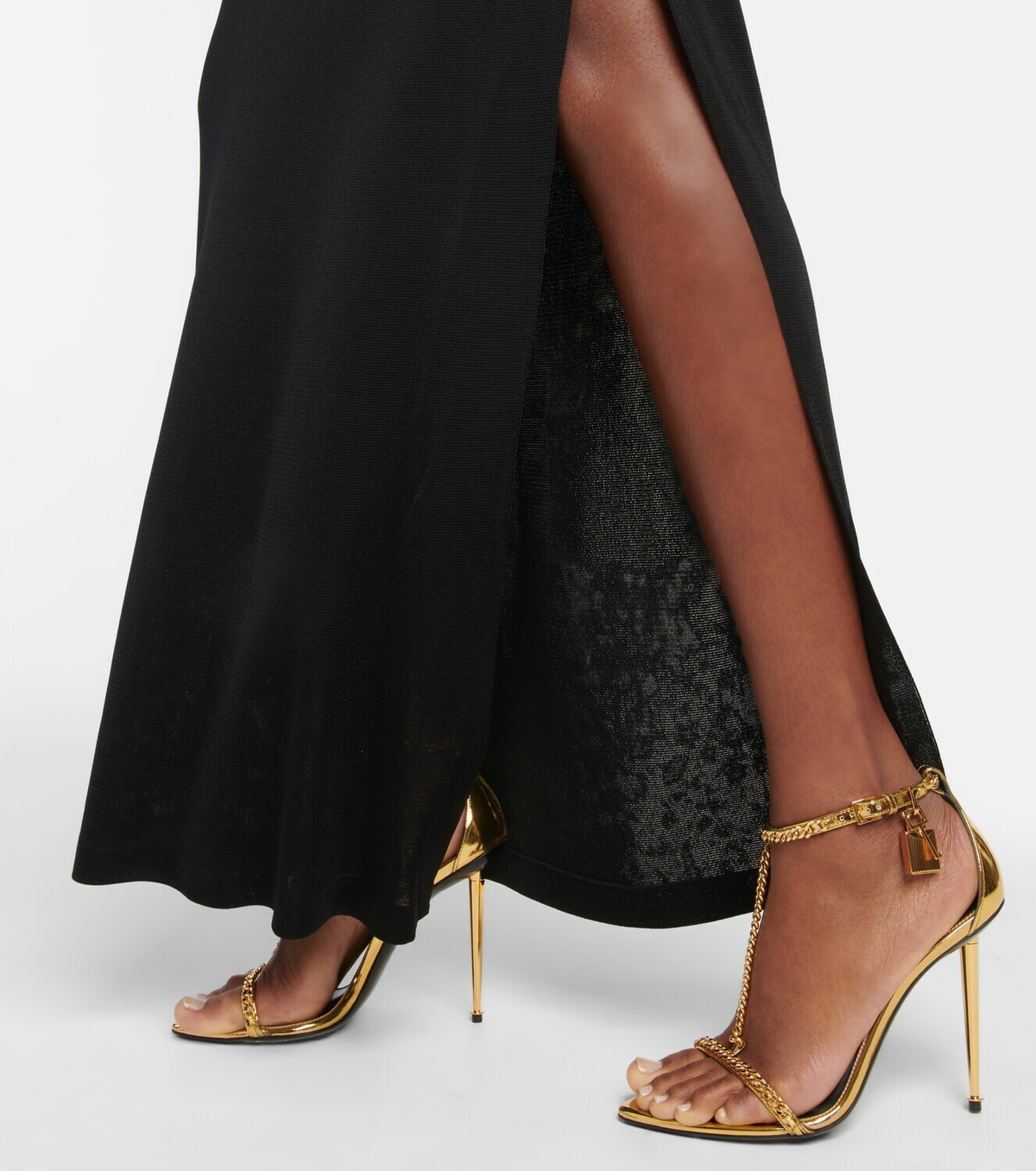 Tom Ford - Padlock chain metallic leather sandals TOM FORD