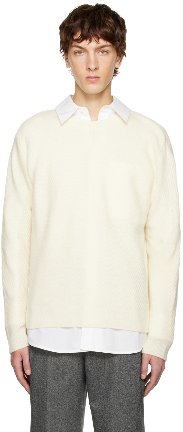 Solid Homme Beige Diagonal Sweater Solid Homme