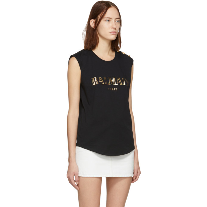 Balmain Black Logo Tank Top Balmain