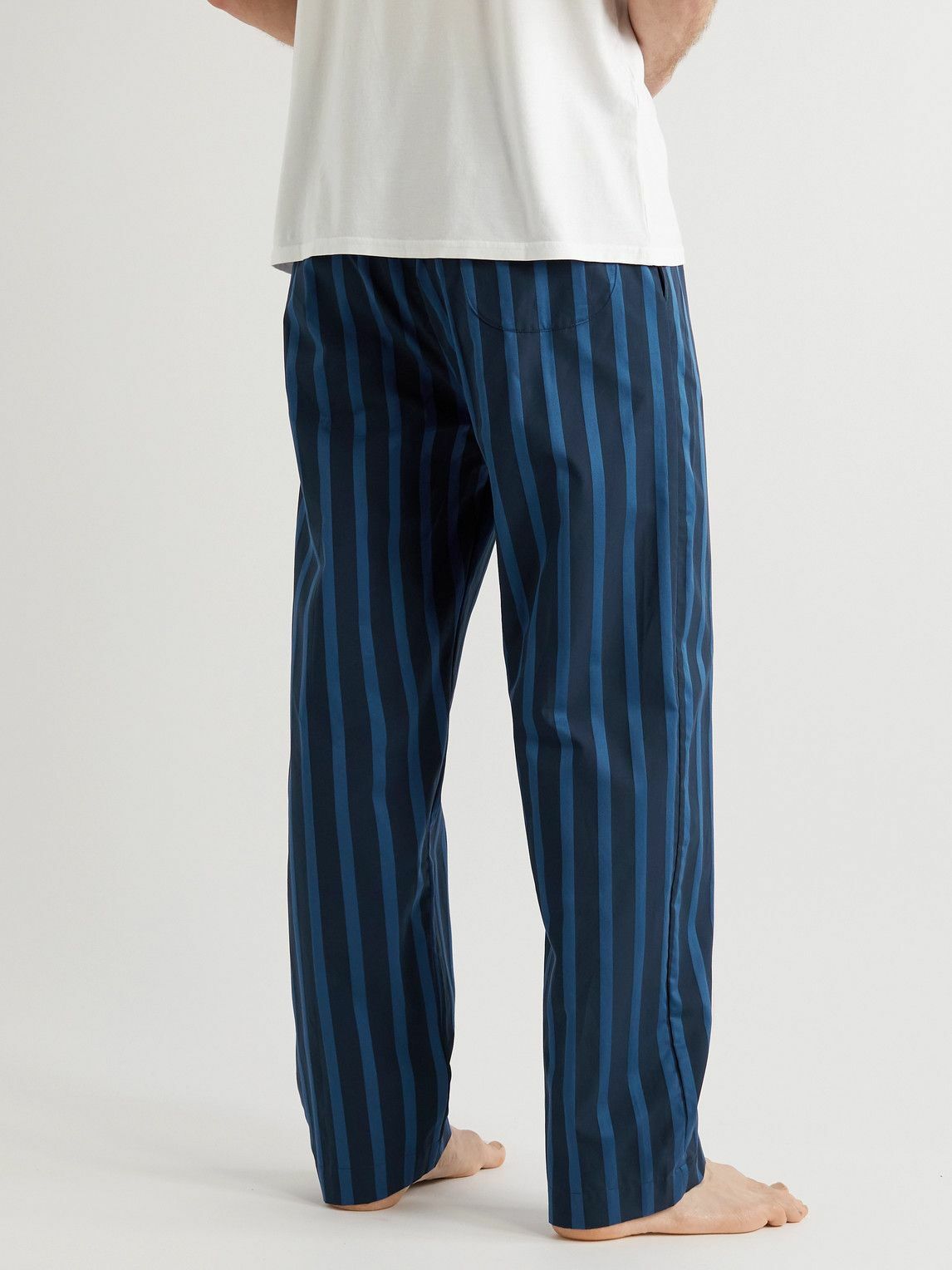 Derek Rose - Royal 218 Striped Cotton-Poplin Pyjama Trousers - Blue ...