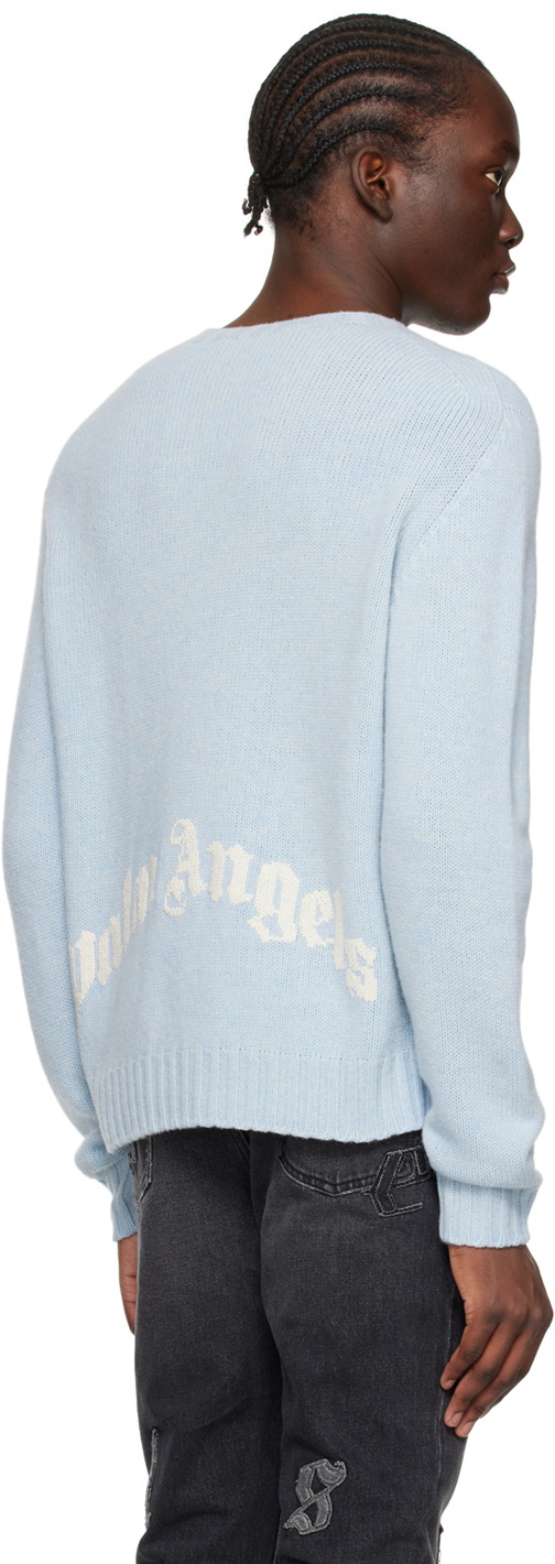 Palm Angels Blue Curved Sweater Palm Angels