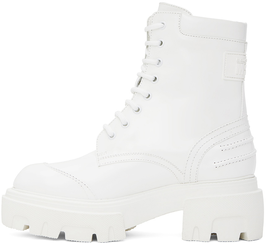 MSGM White Lace-Up Boots MSGM