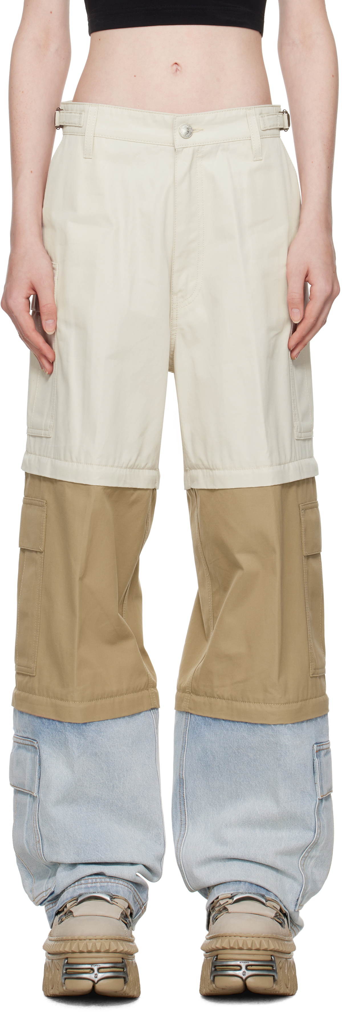 VETEMENTS Multicolor Deconstructed Triple Cargo Pants Vetements