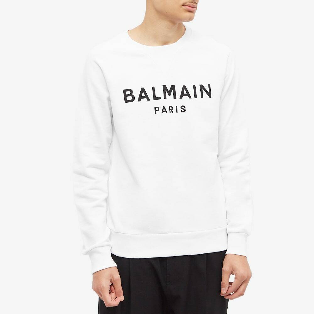 Balmain Men's Classic Paris Crew Sweat in White/Black Balmain