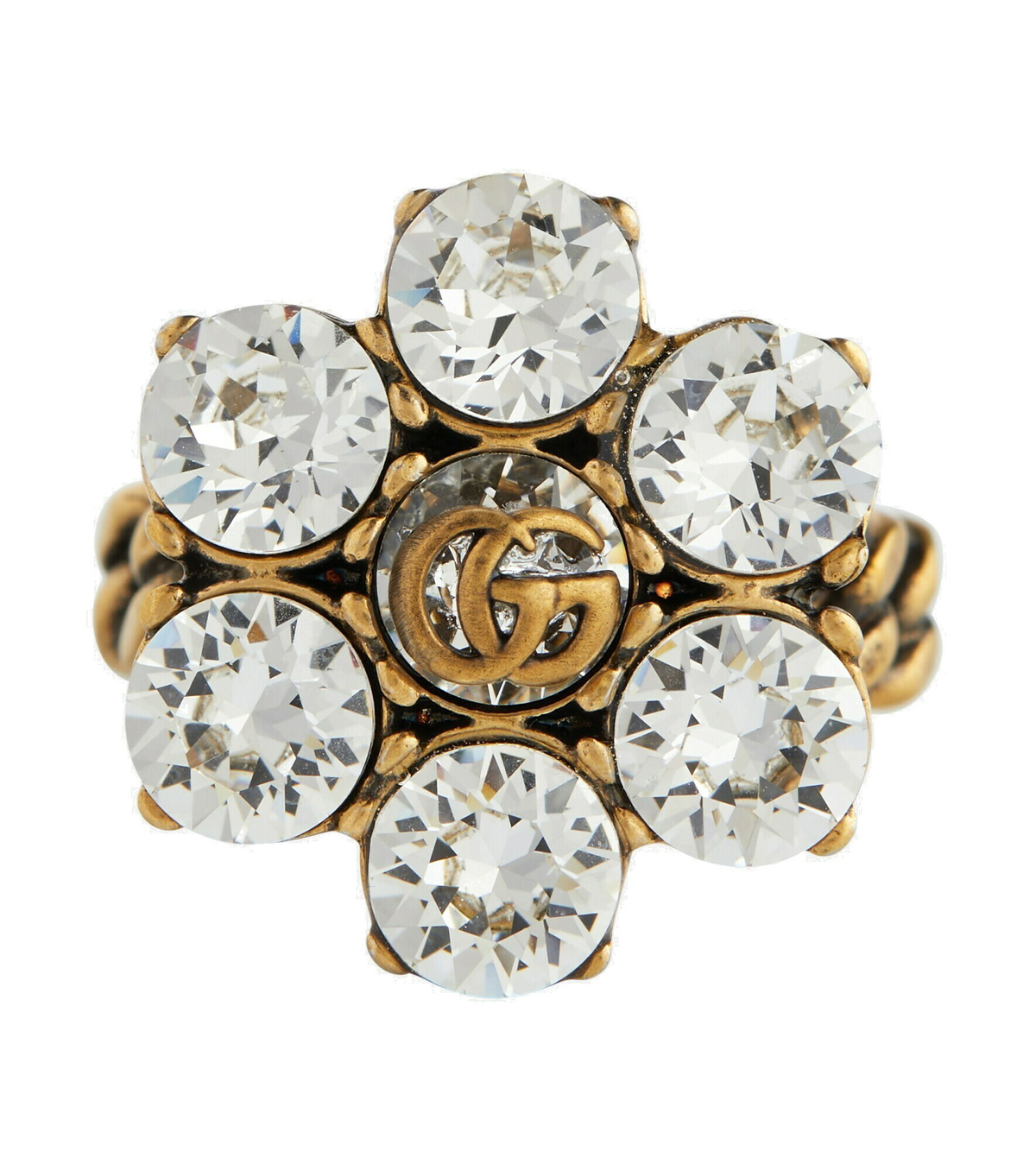 Gucci - Double G floral embellished ring Gucci