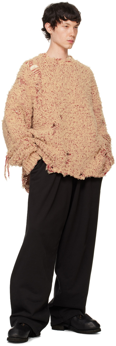 doublet Beige Oversized Damaged Sweater Doublet