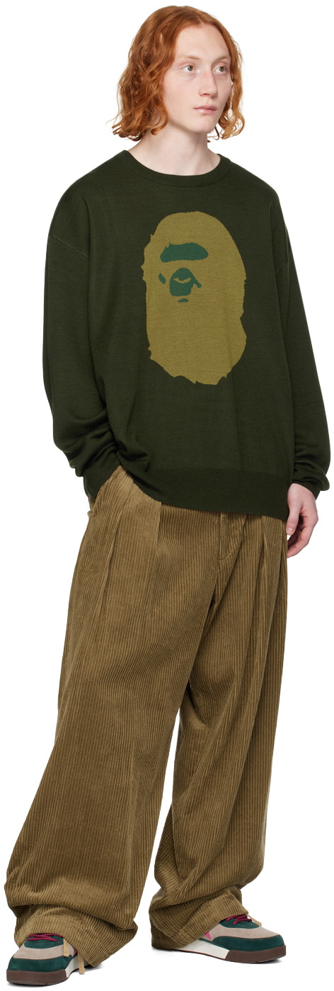 BAPE Green Ape Head Sweater A Bathing Ape