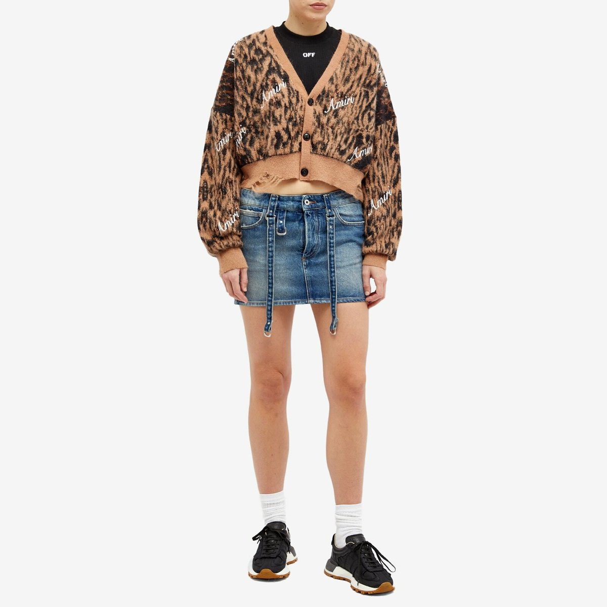 AMIRI Women's Cheetah Pattern Cardigan in Brown Alpaca Wool Blend Amiri