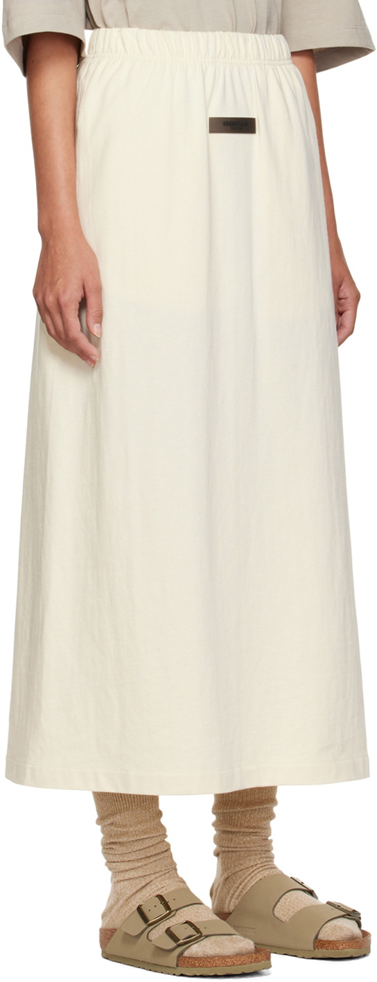 Essentials Off-White Drawstring Midi Skirt Essentials