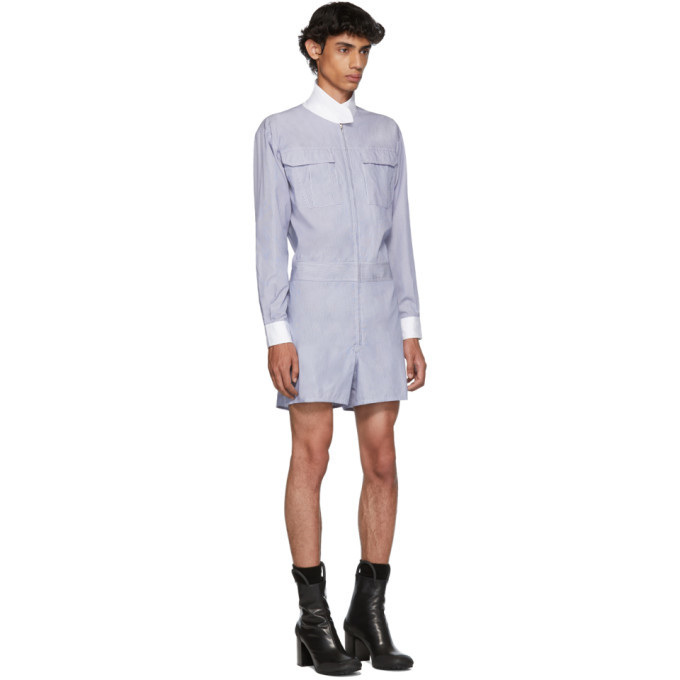 Random Identities Blue Striped Romper Shirt Random Identities