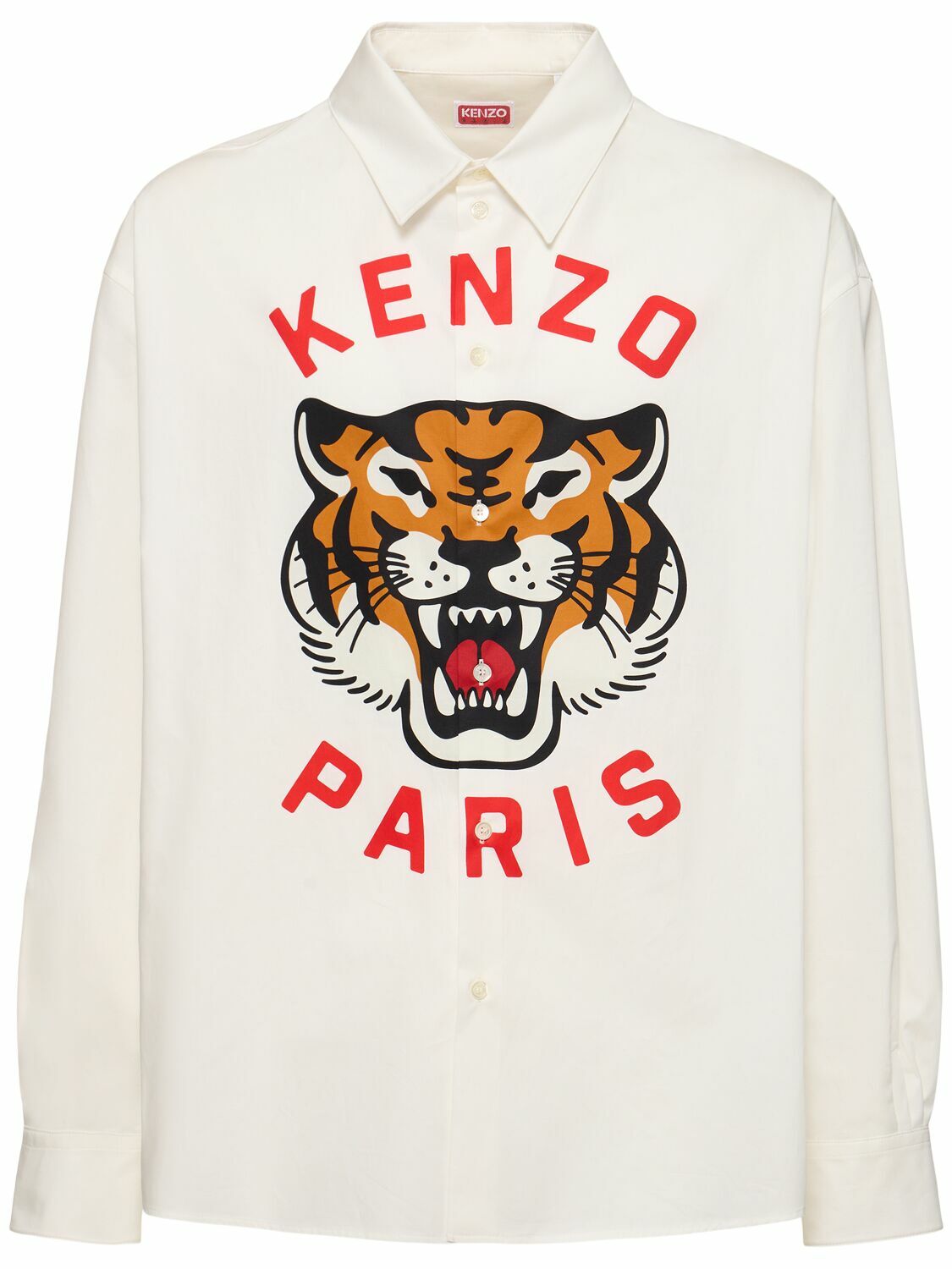 KENZO PARIS - Tiger Print Cotton Poplin Shirt Kenzo