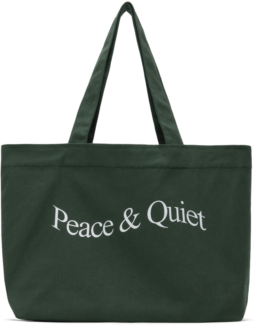 Museum of Peace & Quiet Green Wordmark Tote Museum of Peace and Quiet