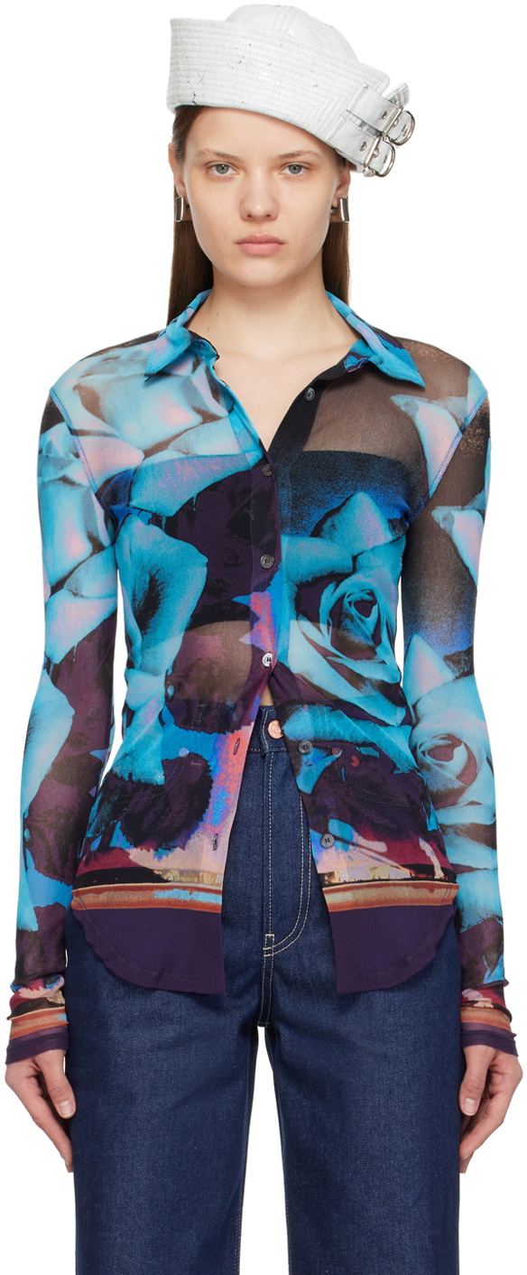Jean Paul Gaultier Blue & Purple Roses Shirt Jean Paul Gaultier
