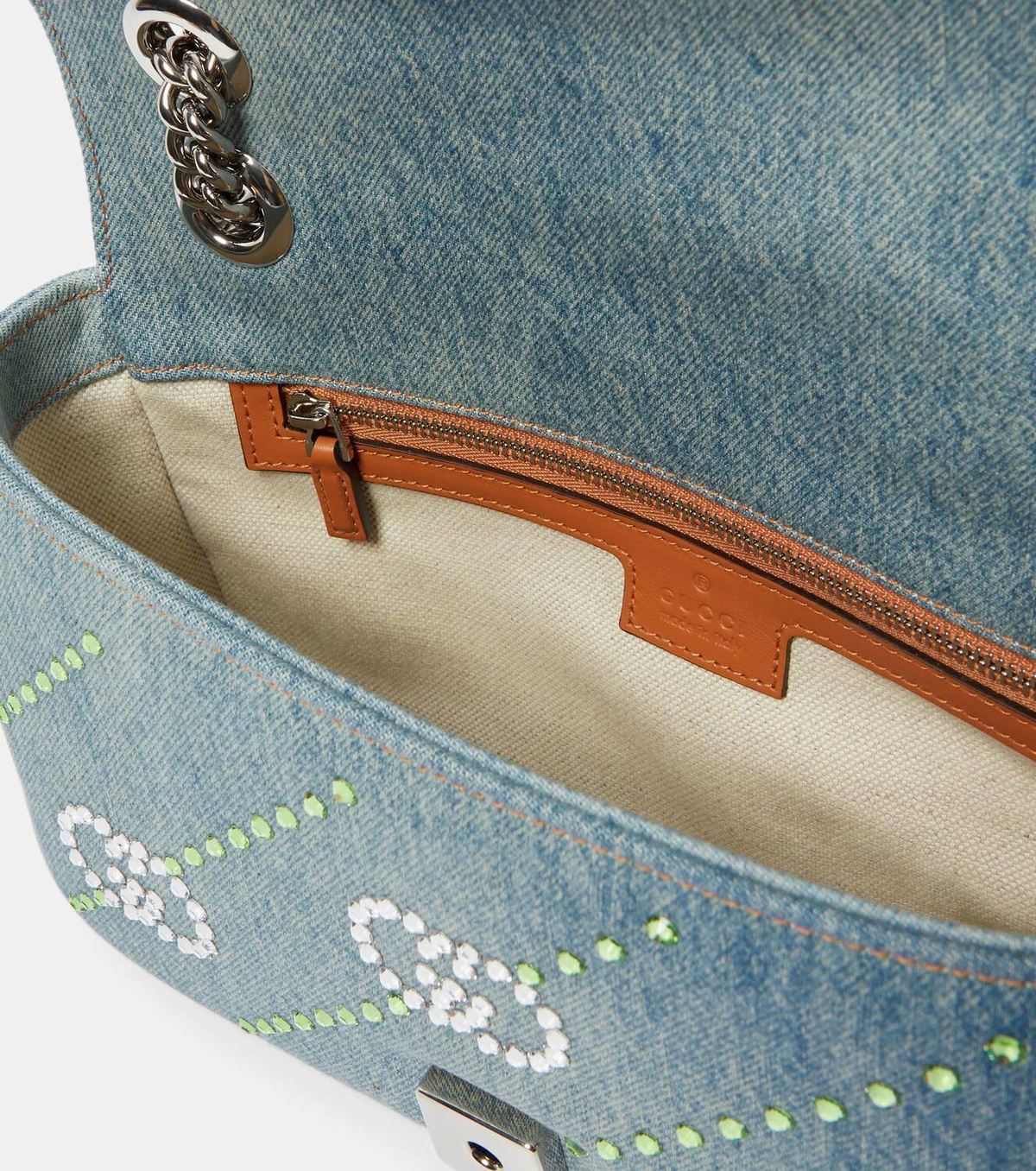 Gucci GG Marmont embellished denim shoulder bag Gucci