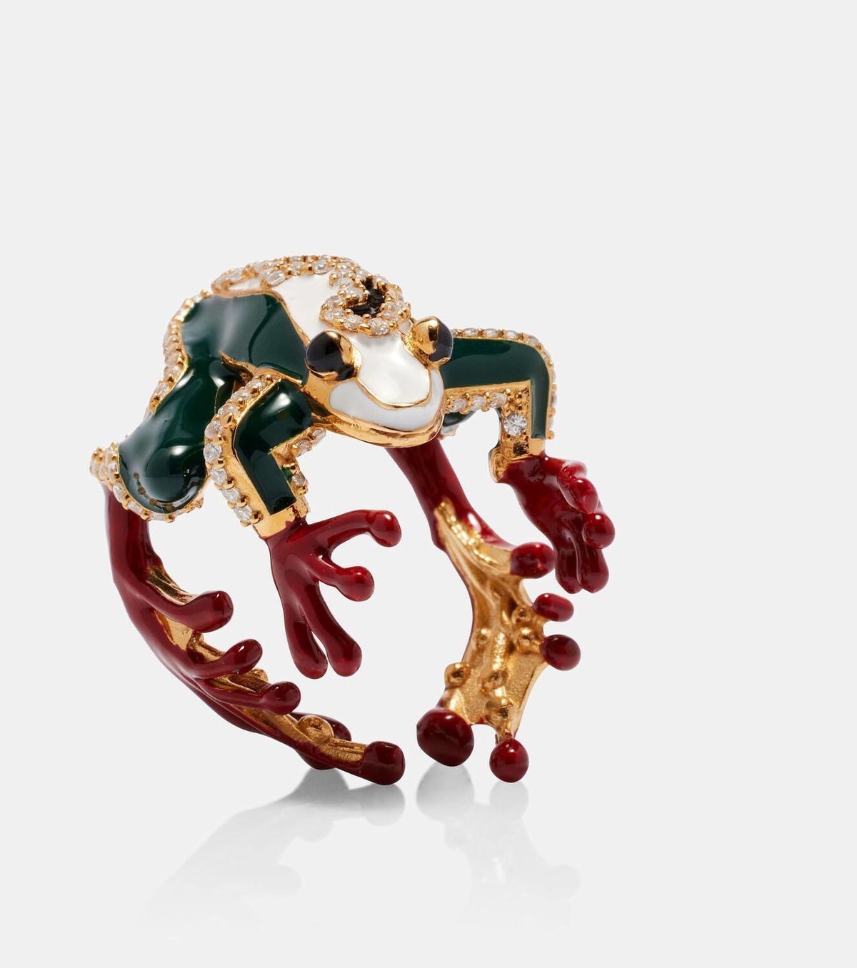 Bottega Veneta Rana embellished 18kt gold-plated sterling silver ring ...