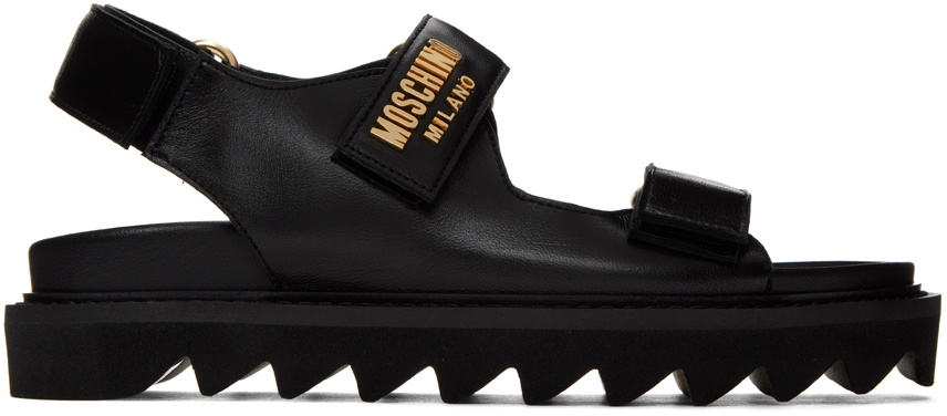 Moschino Black Logo Platform Sandals Moschino