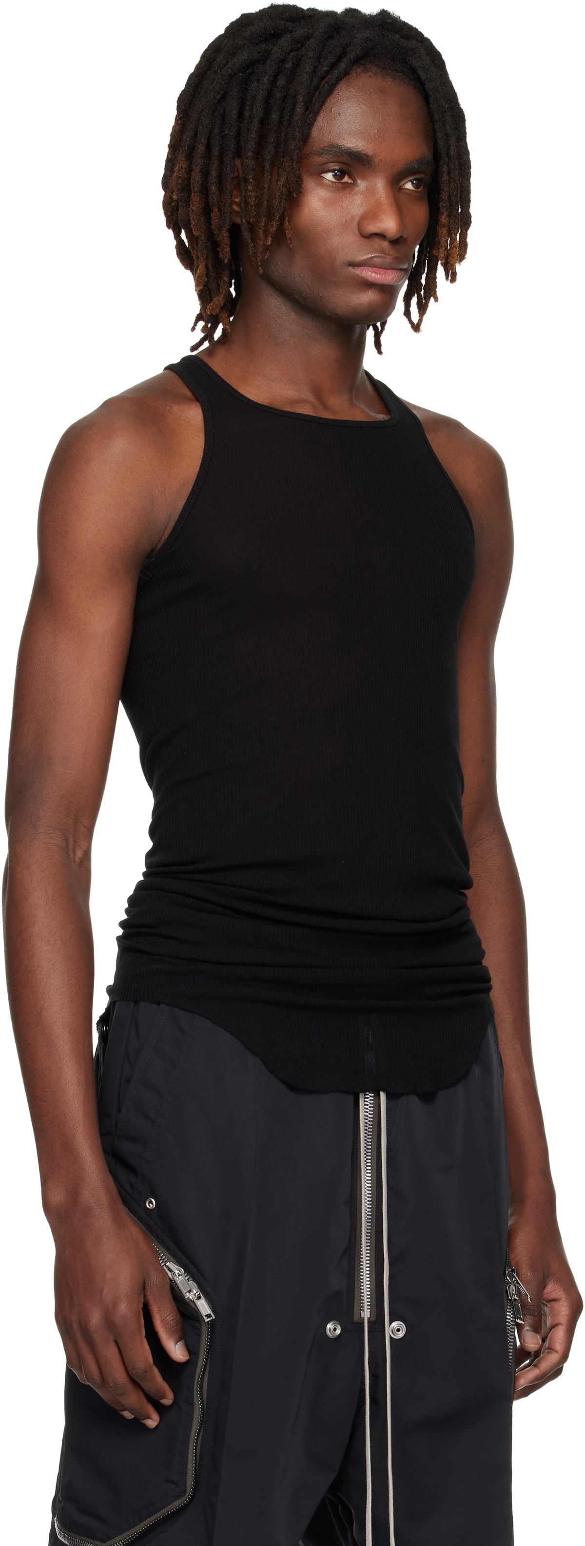 Rick Owens Black Temple Basic Rib Tank Top Rick Owens