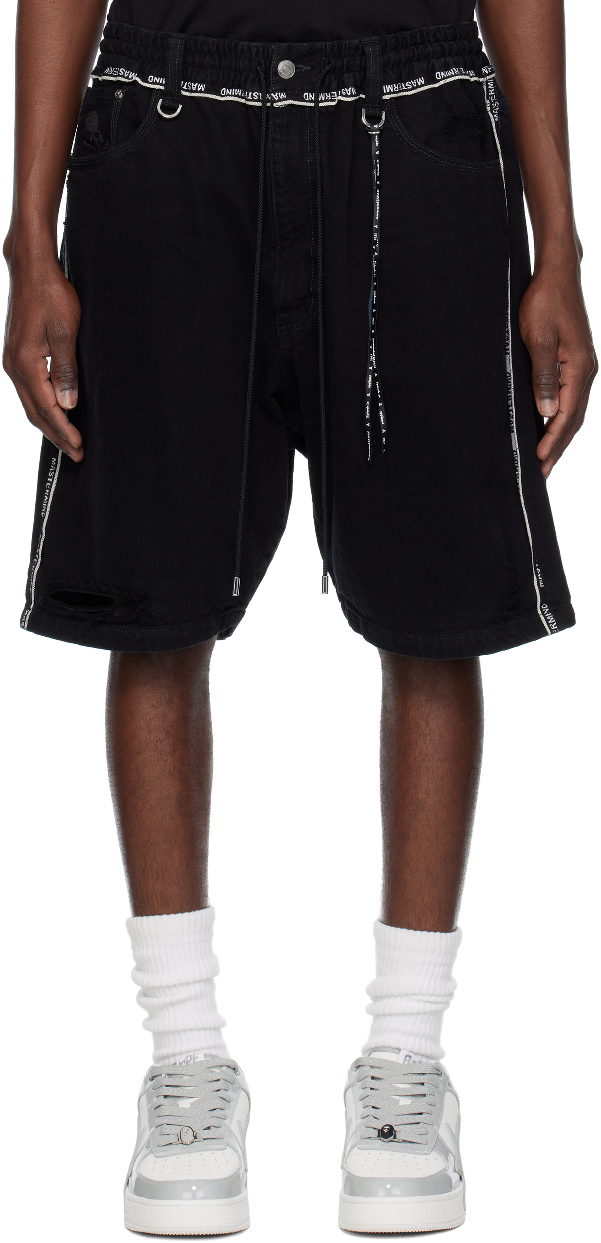 mastermind JAPAN Black Inside-Out Denim Shorts mastermind JAPAN