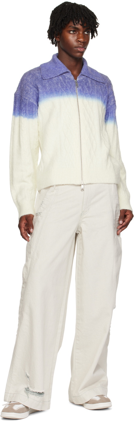 ADER error Blue & Off-White Gradient Cardigan ADER error