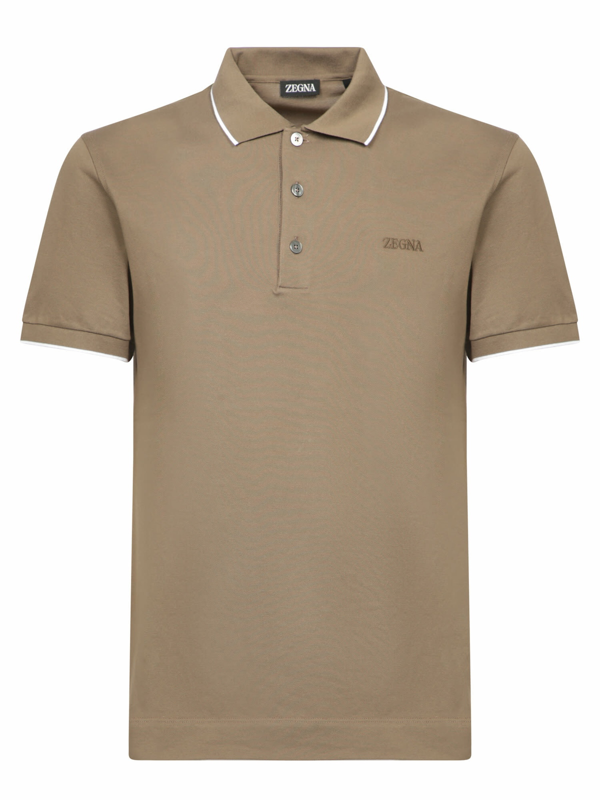 Zegna Sage Green Piquet Polo With Logo Zegna