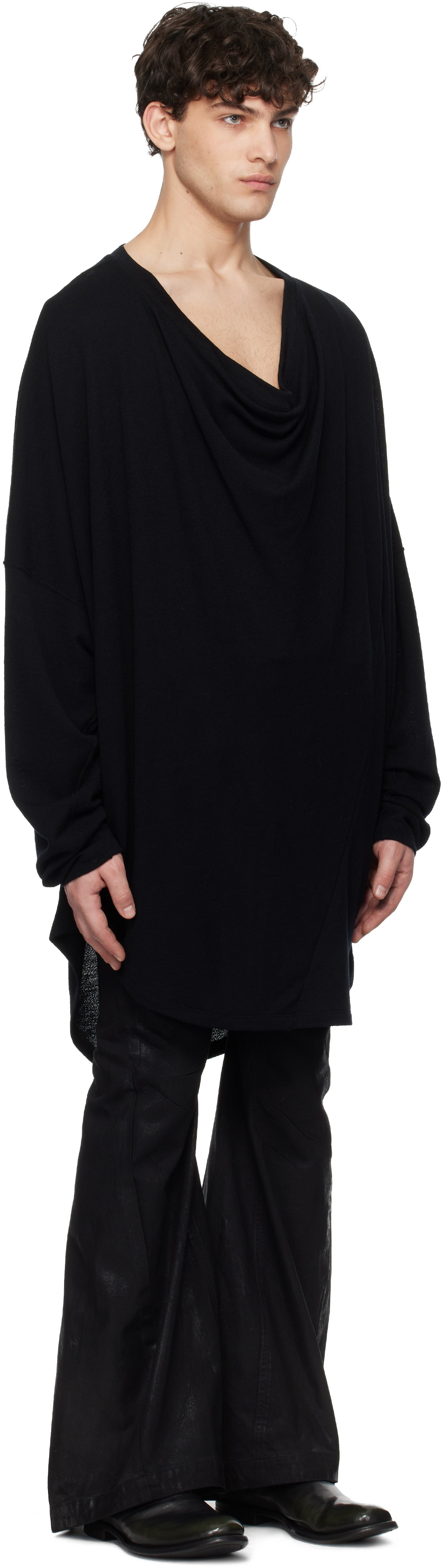 Julius Black Ana-Knit Drape Sweater Julius