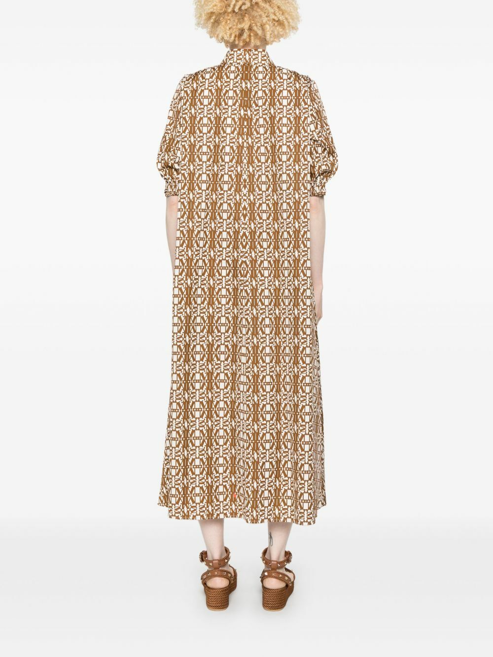 Max Mara Brown Monogram-Print Dress Max Mara