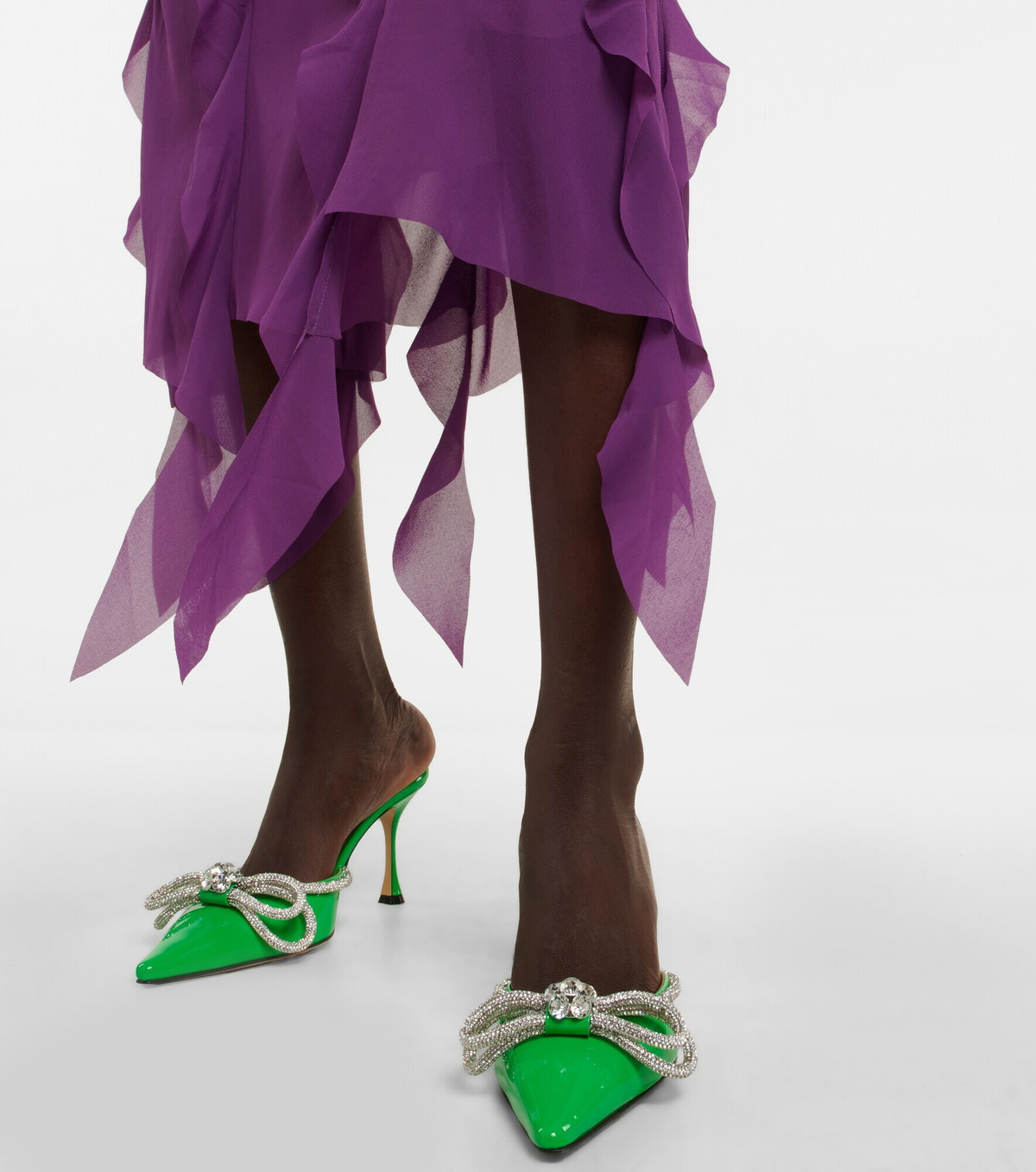 Mach & Mach - Double Bow embellished patent leather mules MACH & MACH