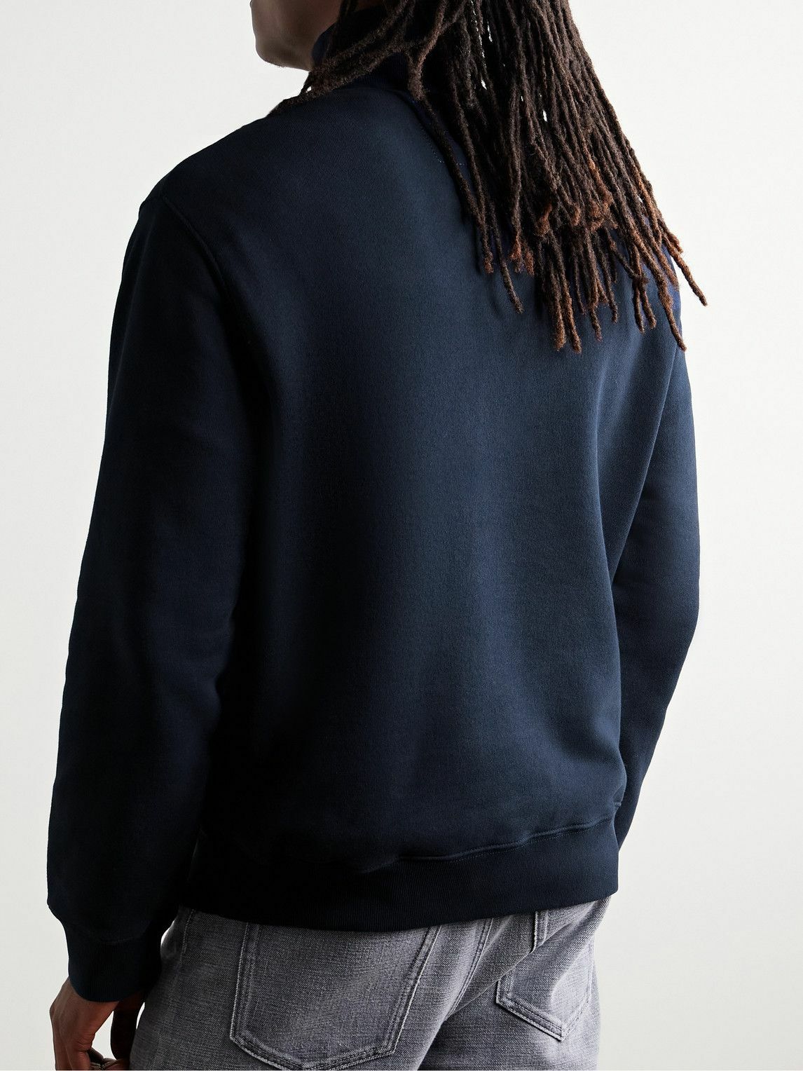 LOEWE - Printed Cotton-Jersey Half-Zip Sweatshirt - Blue Loewe