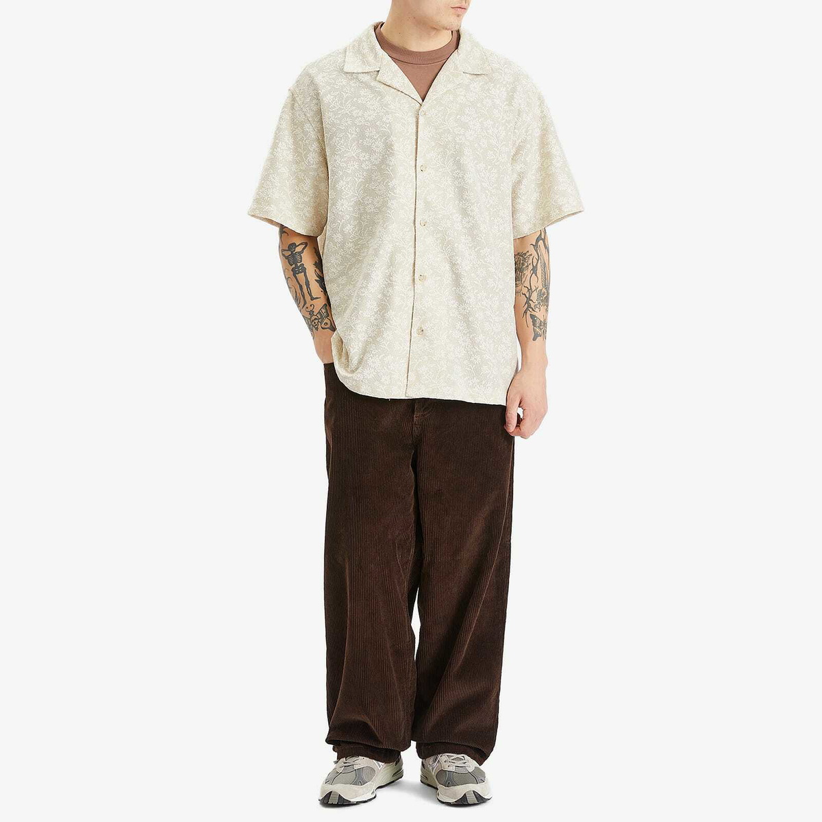 Merely Made Men's Floral Cut Work Shirt in Pearl Ivory Merely Made