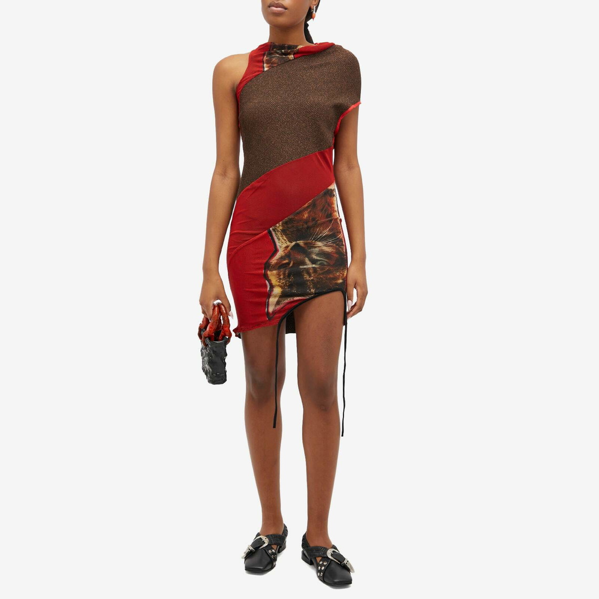 Ottolinger Women's Mesh Drape Dress in Tobias Spichtig Red Ottolinger