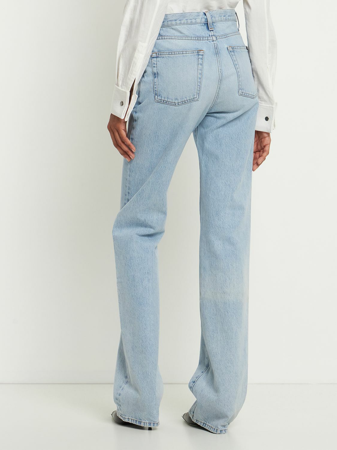 SAINT LAURENT - Janice Straight Cotton Denim Jeans Saint Laurent