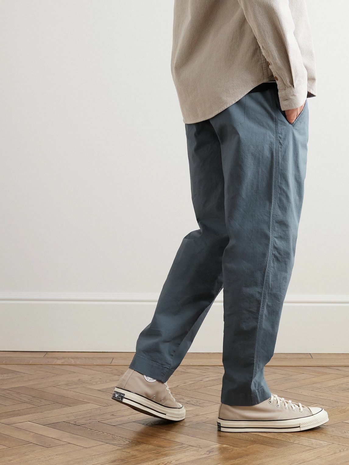 Folk - Assembly Tapered Cotton-Canvas Trousers - Blue Folk