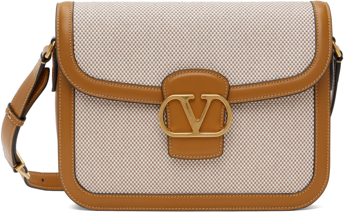 Valentino Garavani Beige & Brown 9TO5 Canvas Shoulder Bag Valentino ...