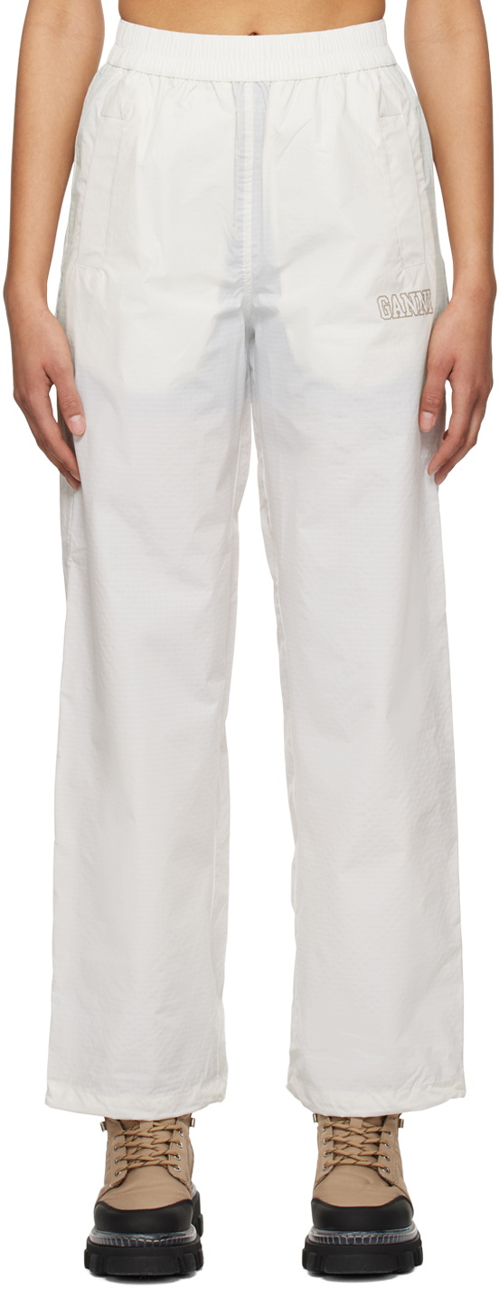 GANNI White Drawstring Lounge Pants GANNI