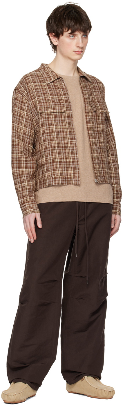 AURALEE Brown Check Zip Jacket Auralee