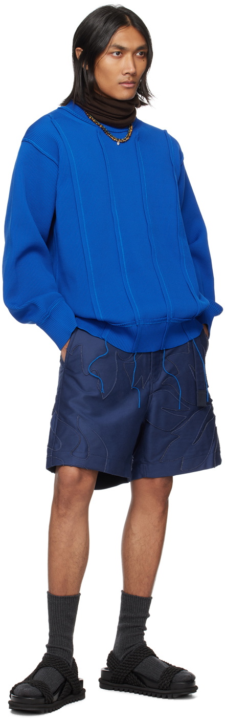 sacai Blue Pinched Seam Sweater Sacai