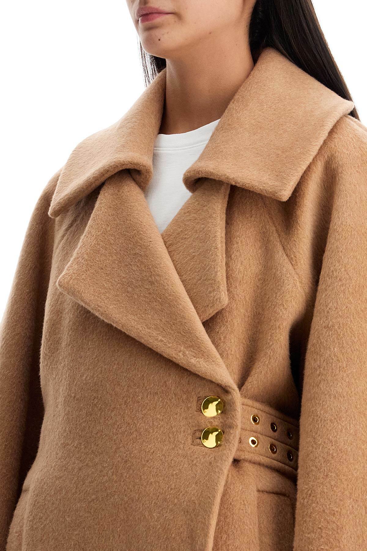 GANNI long recycled wool coat Beige GANNI