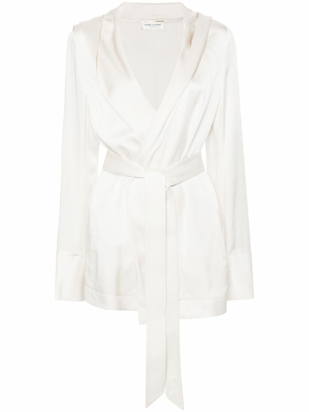 Saint Laurent Neutral Self Tie Hooded Jacket Saint Laurent